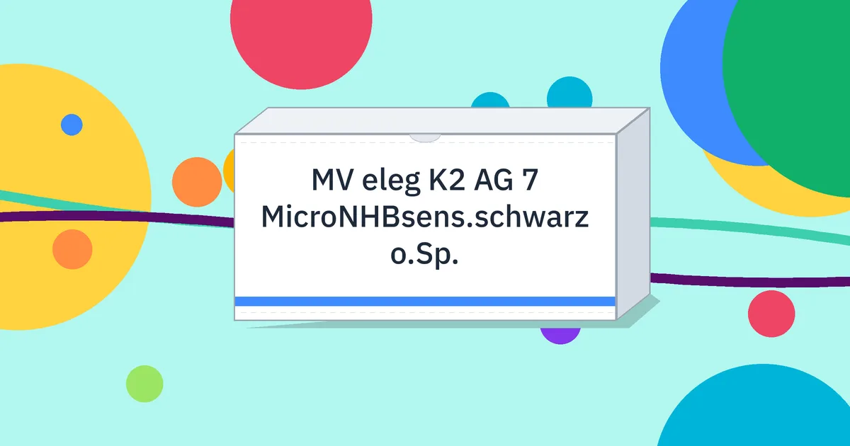 Symbolbild: Packung mit der Aufschrift MV eleg K2 AG 7 MicroNHBsens.schwarz o.Sp. (PZN 16068508) – Verfügbarkeit und Bezug in Apotheken in Frankfurt am Main