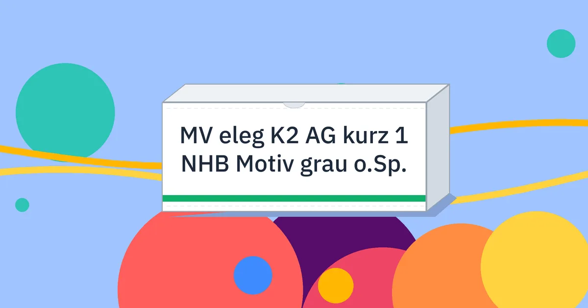 Symbolbild: Packung mit der Aufschrift MV eleg K2 AG kurz 1 NHB Motiv grau o.Sp. (PZN 18926353) – Verfügbarkeit und Bezug in Apotheken in Frankfurt am Main