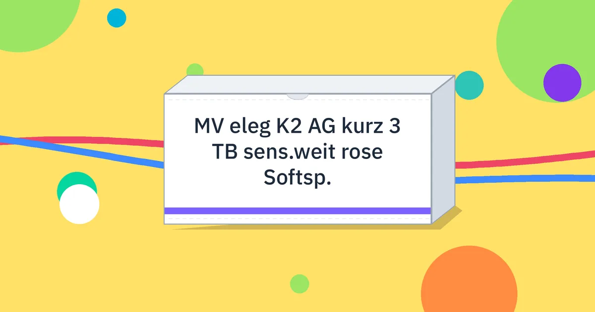 Symbolbild: Packung mit der Aufschrift MV eleg K2 AG kurz 3 TB sens.weit rose Softsp. (PZN 14697542) – Verfügbarkeit und Bezug in Apotheken in Frankfurt am Main