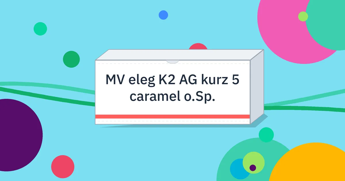 Symbolbild: Packung mit der Aufschrift MV eleg K2 AG kurz 5 caramel o.Sp. (PZN 00530873) – Verfügbarkeit und Bezug in Apotheken in Frankfurt am Main