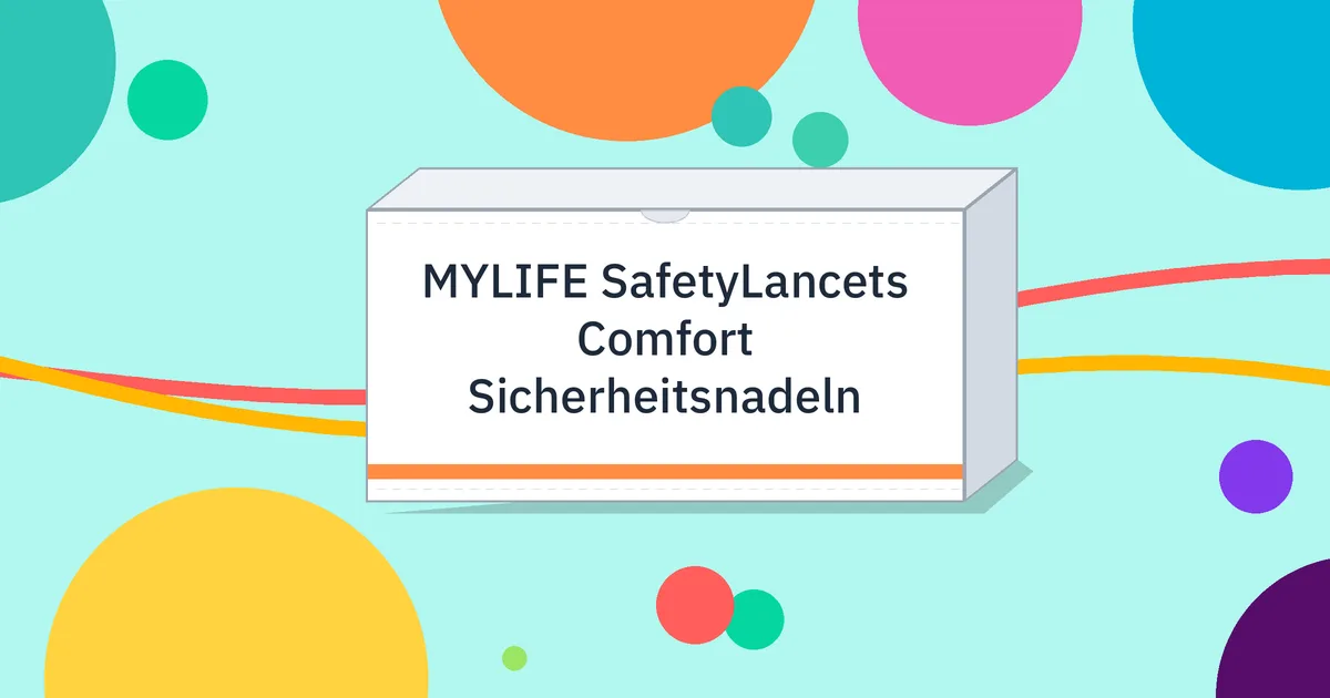 Symbolbild: Packung mit der Aufschrift MYLIFE SafetyLancets Comfort Sicherheitsnadeln (PZN 20084938) – Verfügbarkeit und Bezug in Apotheken in Frankfurt am Main