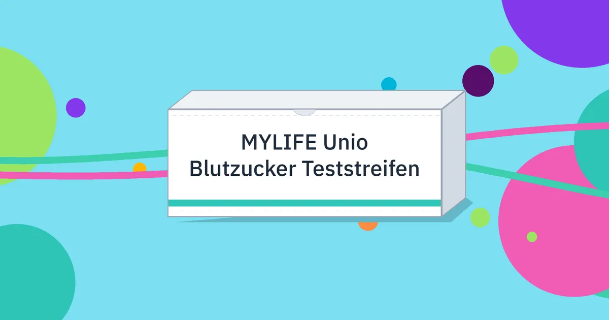 Symbolbild: Packung mit der Aufschrift MYLIFE Unio Blutzucker Teststreifen (PZN 13652626) – Verfügbarkeit und Bezug in Apotheken in Frankfurt am Main