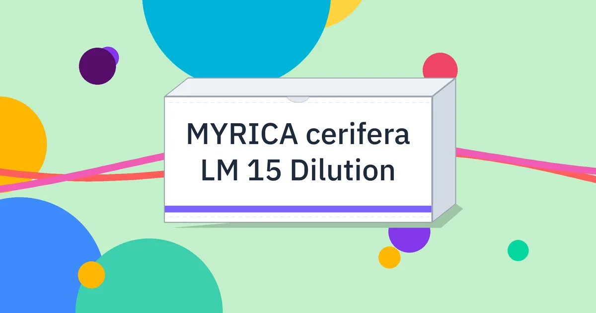 Symbolbild: Packung mit der Aufschrift MYRICA cerifera LM 15 Dilution (PZN 12957134) – Verfügbarkeit und Bezug in Apotheken in Frankfurt am Main