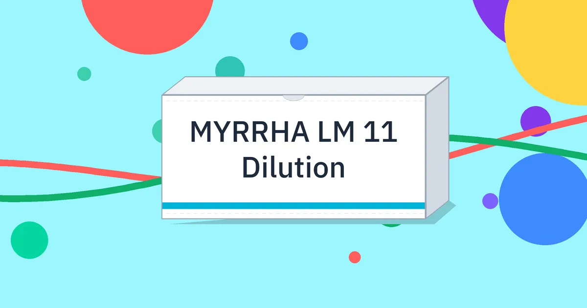 Symbolbild: Packung mit der Aufschrift MYRRHA LM 11 Dilution (PZN 12957571) – Verfügbarkeit und Bezug in Apotheken in Frankfurt am Main