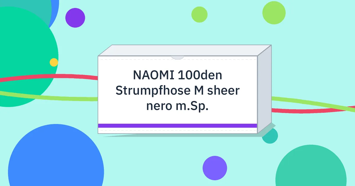 Symbolbild: Packung mit der Aufschrift NAOMI 100den Strumpfhose M sheer nero m.Sp. (PZN 16177309) – Verfügbarkeit und Bezug in Apotheken in Frankfurt am Main