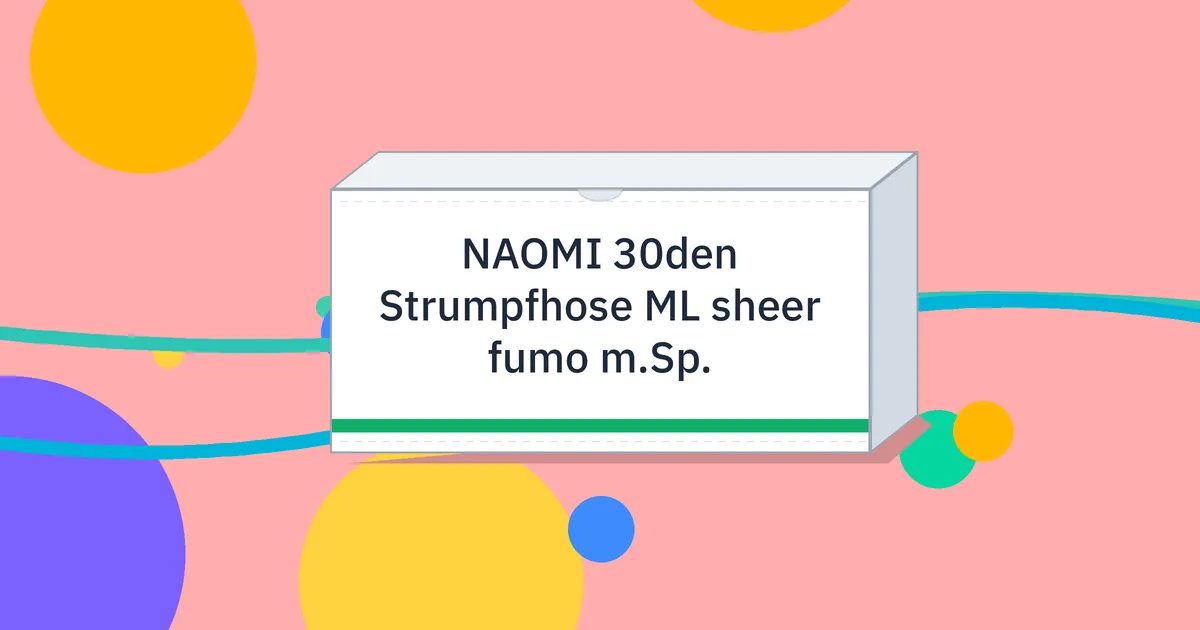 Symbolbild: Packung mit der Aufschrift NAOMI 30den Strumpfhose ML sheer fumo m.Sp. (PZN 16178579) – Verfügbarkeit und Bezug in Apotheken in Frankfurt am Main