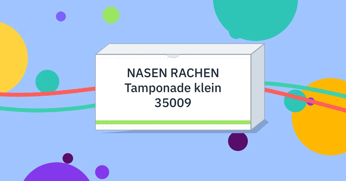 Symbolbild: Packung mit der Aufschrift NASEN RACHEN Tamponade klein 35009 (PZN 00185637) – Verfügbarkeit und Bezug in Apotheken in Frankfurt am Main