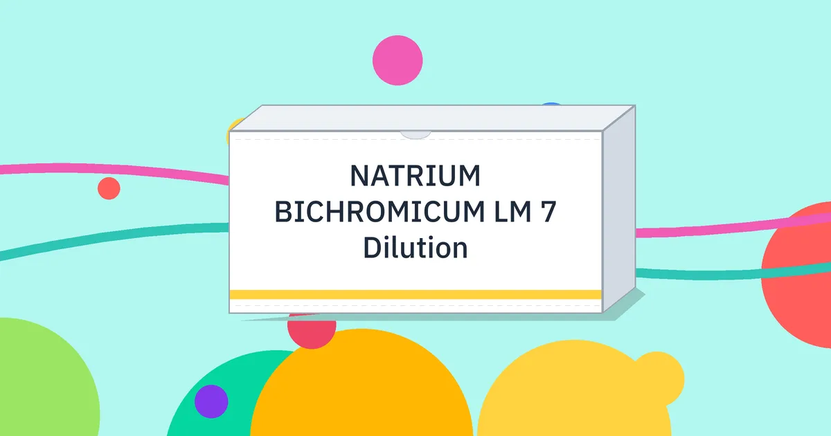 Symbolbild: Packung mit der Aufschrift NATRIUM BICHROMICUM LM 7 Dilution (PZN 12960691) – Verfügbarkeit und Bezug in Apotheken in Frankfurt am Main