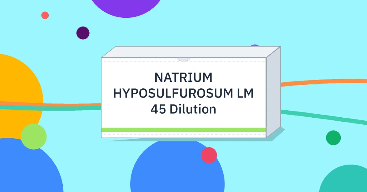Symbolbild: Packung mit der Aufschrift NATRIUM HYPOSULFUROSUM LM 45 Dilution (PZN 12964128) – Verfügbarkeit und Bezug in Apotheken in Frankfurt am Main
