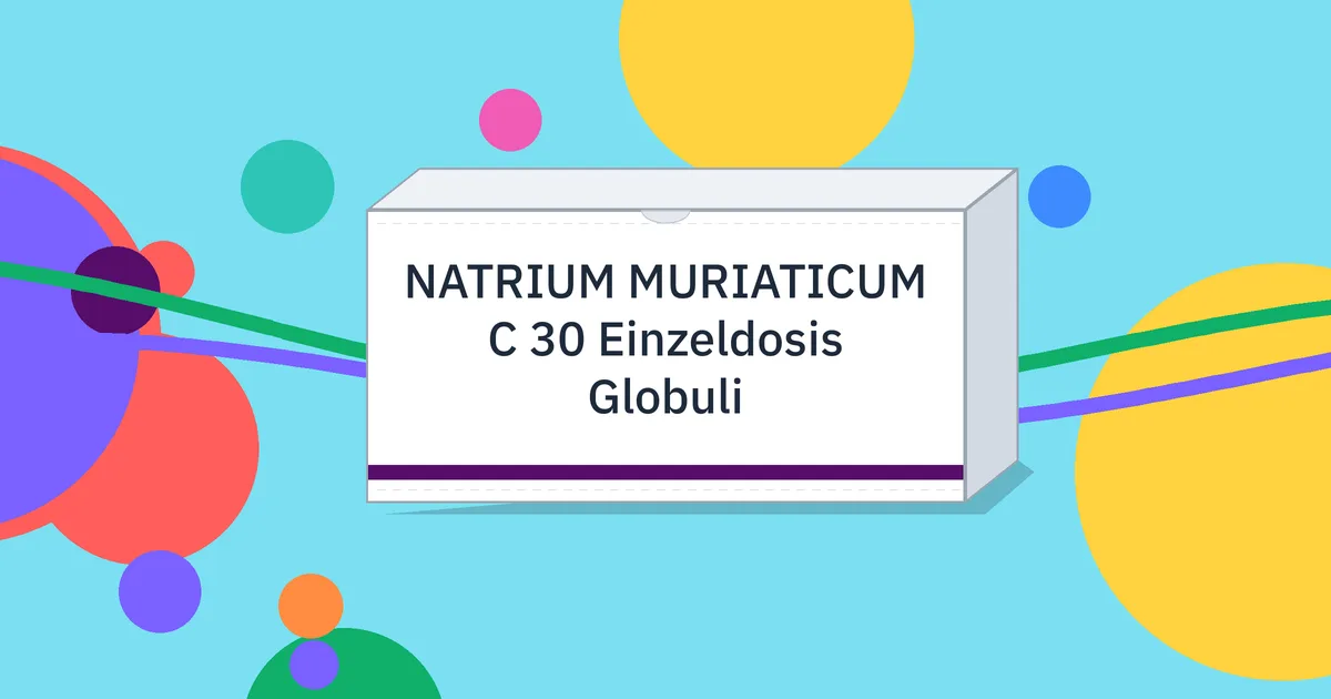 Symbolbild: Packung mit der Aufschrift NATRIUM MURIATICUM C 30 Einzeldosis Globuli (PZN 01543470) – Verfügbarkeit und Bezug in Apotheken in Frankfurt am Main