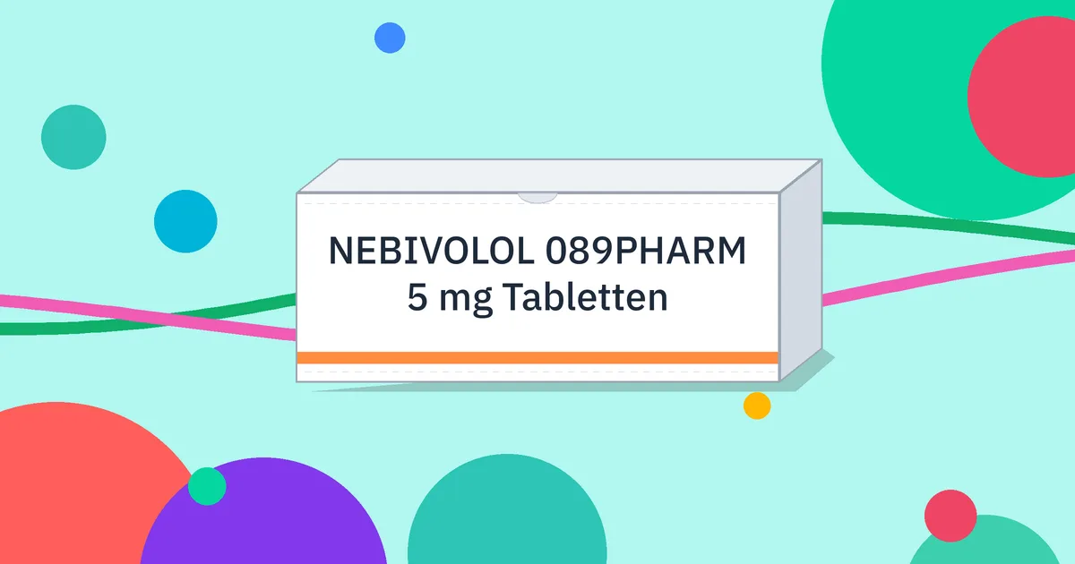 Symbolbild: Packung mit der Aufschrift NEBIVOLOL 089PHARM 5 mg Tabletten (PZN 19229449) – Verfügbarkeit und Bezug in Apotheken in Frankfurt am Main