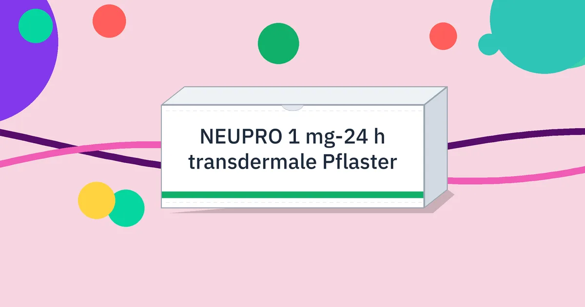Symbolbild: Packung mit der Aufschrift NEUPRO 1 mg-24 h transdermale Pflaster (PZN 01699723) – Verfügbarkeit und Bezug in Apotheken in Frankfurt am Main