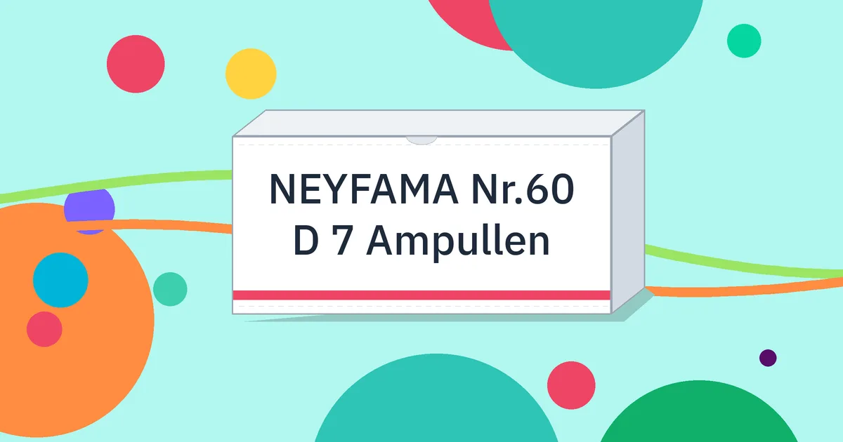 Symbolbild: Packung mit der Aufschrift NEYFAMA Nr.60 D 7 Ampullen (PZN 06487084) – Verfügbarkeit und Bezug in Apotheken in Frankfurt am Main