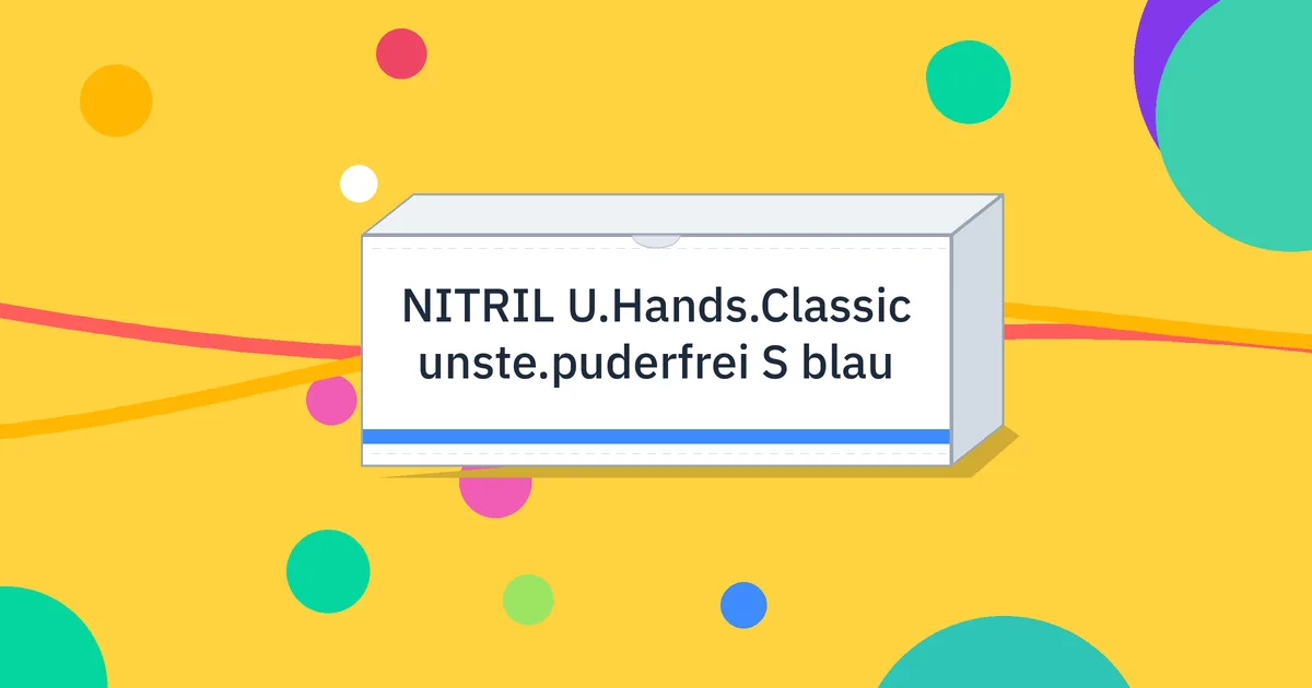 Symbolbild: Packung mit der Aufschrift NITRIL U.Hands.Classic unste.puderfrei S blau (PZN 11540283) – Verfügbarkeit und Bezug in Apotheken in Frankfurt am Main