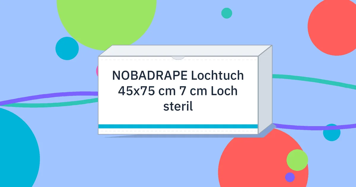 Symbolbild: Packung mit der Aufschrift NOBADRAPE Lochtuch 45x75 cm 7 cm Loch steril (PZN 18397736) – Verfügbarkeit und Bezug in Apotheken in Frankfurt am Main