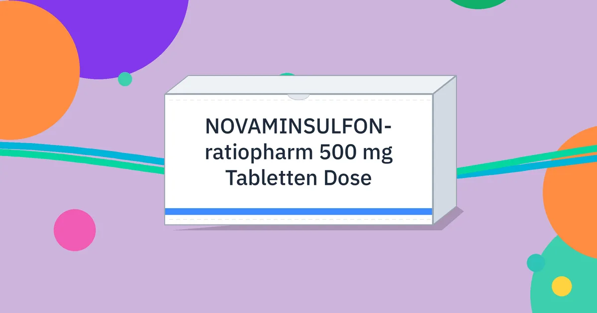Symbolbild: Packung mit der Aufschrift NOVAMINSULFON-ratiopharm 500 mg Tabletten Dose (PZN 19535809) – Verfügbarkeit und Bezug in Apotheken in Frankfurt am Main