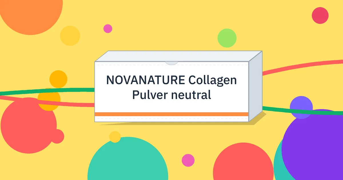 Symbolbild: Packung mit der Aufschrift NOVANATURE Collagen Pulver neutral (PZN 19379841) – Verfügbarkeit und Bezug in Apotheken in Frankfurt am Main