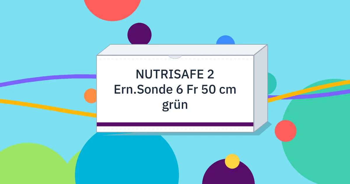Symbolbild: Packung mit der Aufschrift NUTRISAFE 2 Ern.Sonde 6 Fr 50 cm grün (PZN 12907171) – Verfügbarkeit und Bezug in Apotheken in Frankfurt am Main