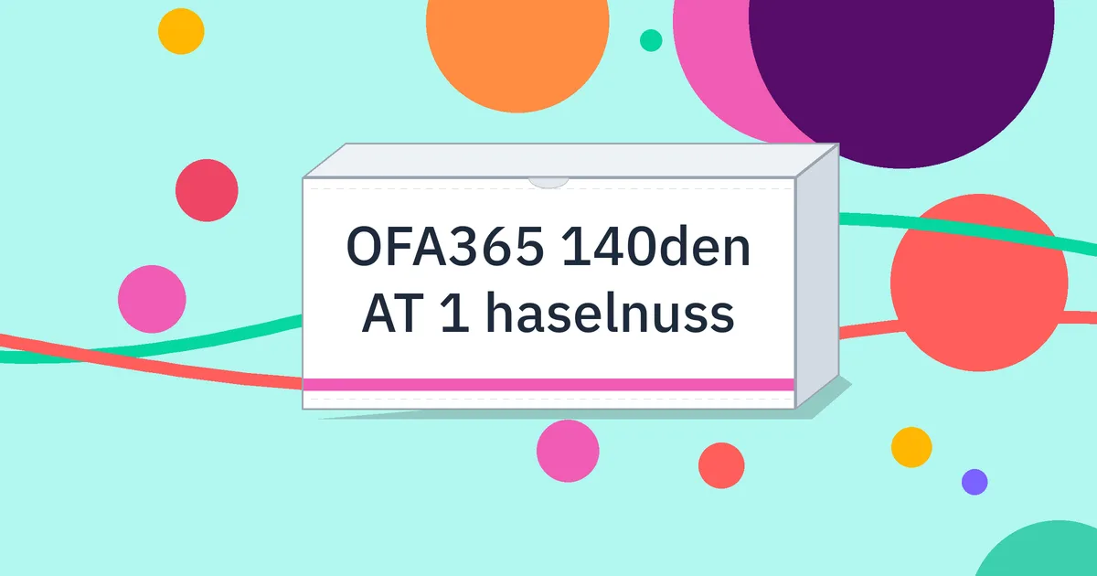 Symbolbild: Packung mit der Aufschrift OFA365 140den AT 1 haselnuss (PZN 16723189) – Verfügbarkeit und Bezug in Apotheken in Frankfurt am Main