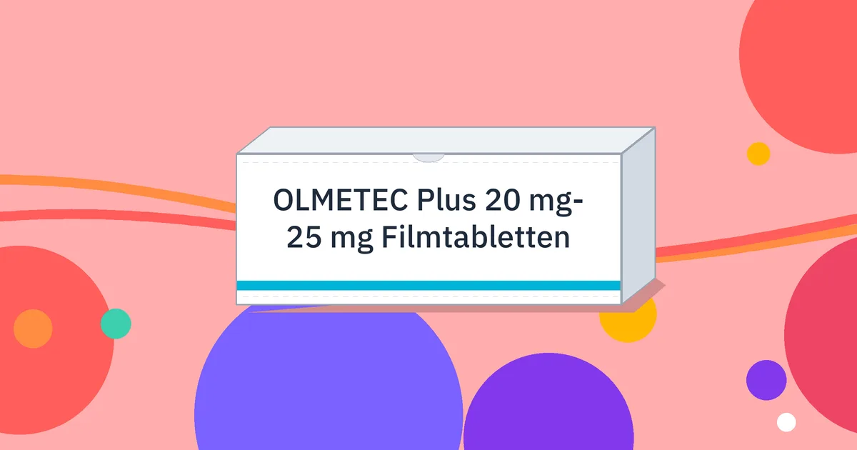 Symbolbild: Packung mit der Aufschrift OLMETEC Plus 20 mg-25 mg Filmtabletten (PZN 05461763) – Verfügbarkeit und Bezug in Apotheken in Frankfurt am Main