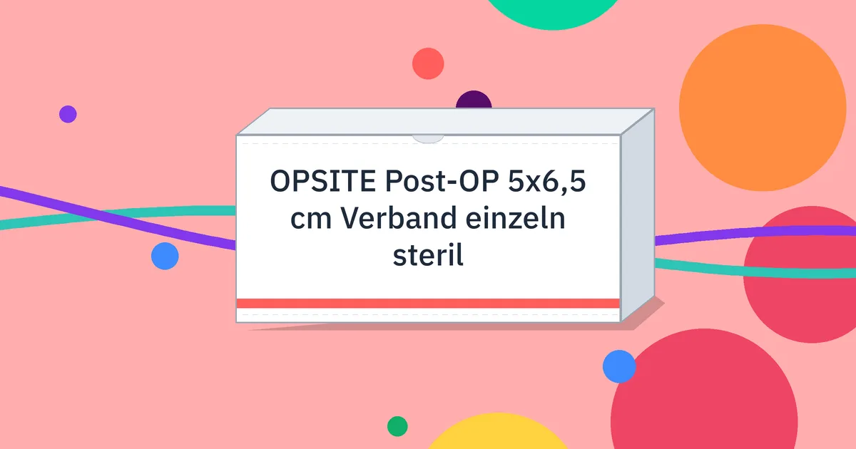 Symbolbild: Packung mit der Aufschrift OPSITE Post-OP 5x6,5 cm Verband einzeln steril (PZN 20284181) – Verfügbarkeit und Bezug in Apotheken in Frankfurt am Main