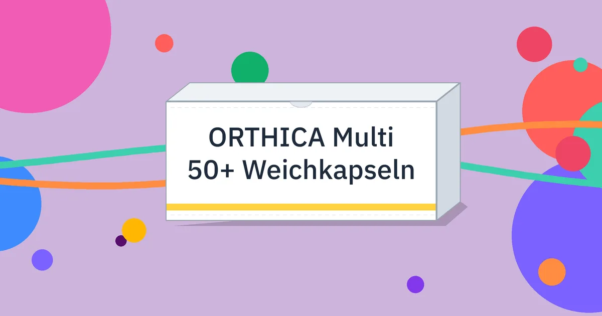 Symbolbild: Packung mit der Aufschrift ORTHICA Multi 50+ Weichkapseln (PZN 13860098) – Verfügbarkeit und Bezug in Apotheken in Frankfurt am Main