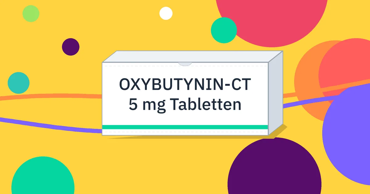 Symbolbild: Packung mit der Aufschrift OXYBUTYNIN-CT 5 mg Tabletten (PZN 00087076) – Verfügbarkeit und Bezug in Apotheken in Frankfurt am Main