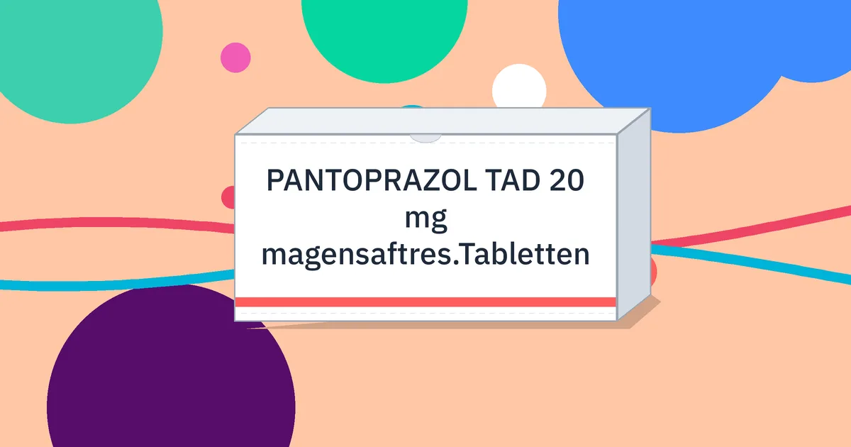 Symbolbild: Packung mit der Aufschrift PANTOPRAZOL TAD 20 mg magensaftres.Tabletten (PZN 07362893) – Verfügbarkeit und Bezug in Apotheken in Frankfurt am Main