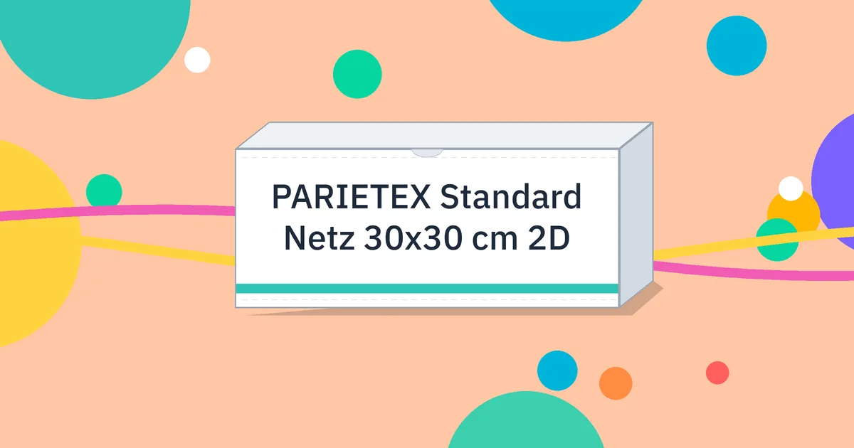 Symbolbild: Packung mit der Aufschrift PARIETEX Standard Netz 30x30 cm 2D (PZN 00363719) – Verfügbarkeit und Bezug in Apotheken in Frankfurt am Main