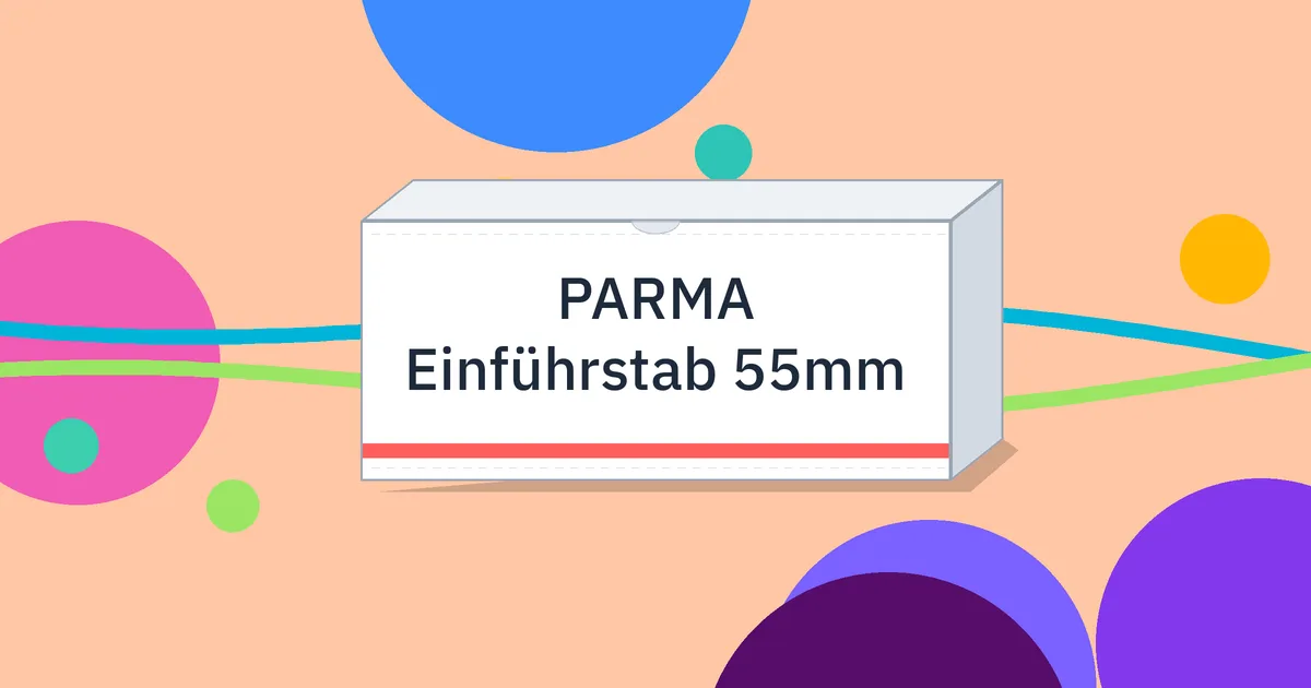 Symbolbild: Packung mit der Aufschrift PARMA Einführstab 55mm (PZN 01734684) – Verfügbarkeit und Bezug in Apotheken in Frankfurt am Main