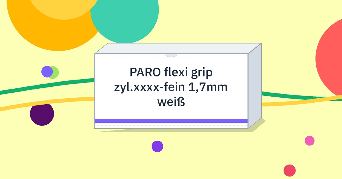 Symbolbild: Packung mit der Aufschrift PARO flexi grip zyl.xxxx-fein 1,7mm weiß (PZN 17372645) – Verfügbarkeit und Bezug in Apotheken in Frankfurt am Main