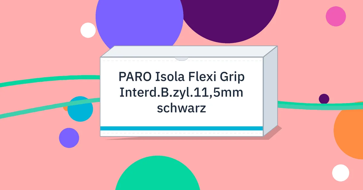 Symbolbild: Packung mit der Aufschrift PARO Isola Flexi Grip Interd.B.zyl.11,5mm schwarz (PZN 11770126) – Verfügbarkeit und Bezug in Apotheken in Frankfurt am Main