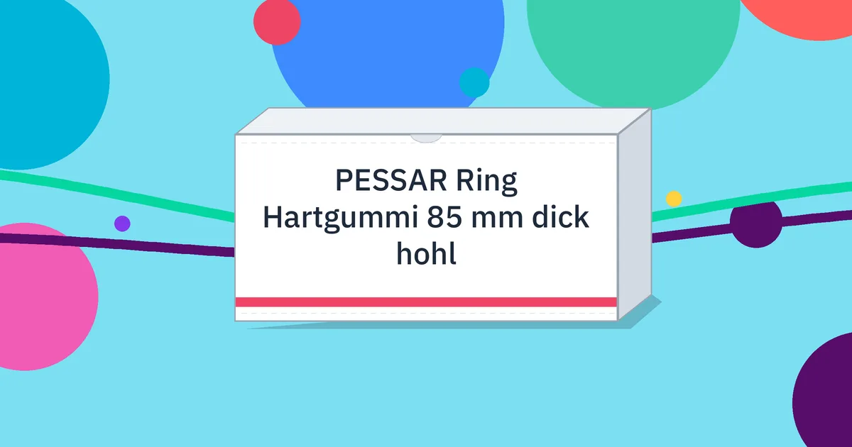 Symbolbild: Packung mit der Aufschrift PESSAR Ring Hartgummi 85 mm dick hohl (PZN 01733934) – Verfügbarkeit und Bezug in Apotheken in Frankfurt am Main