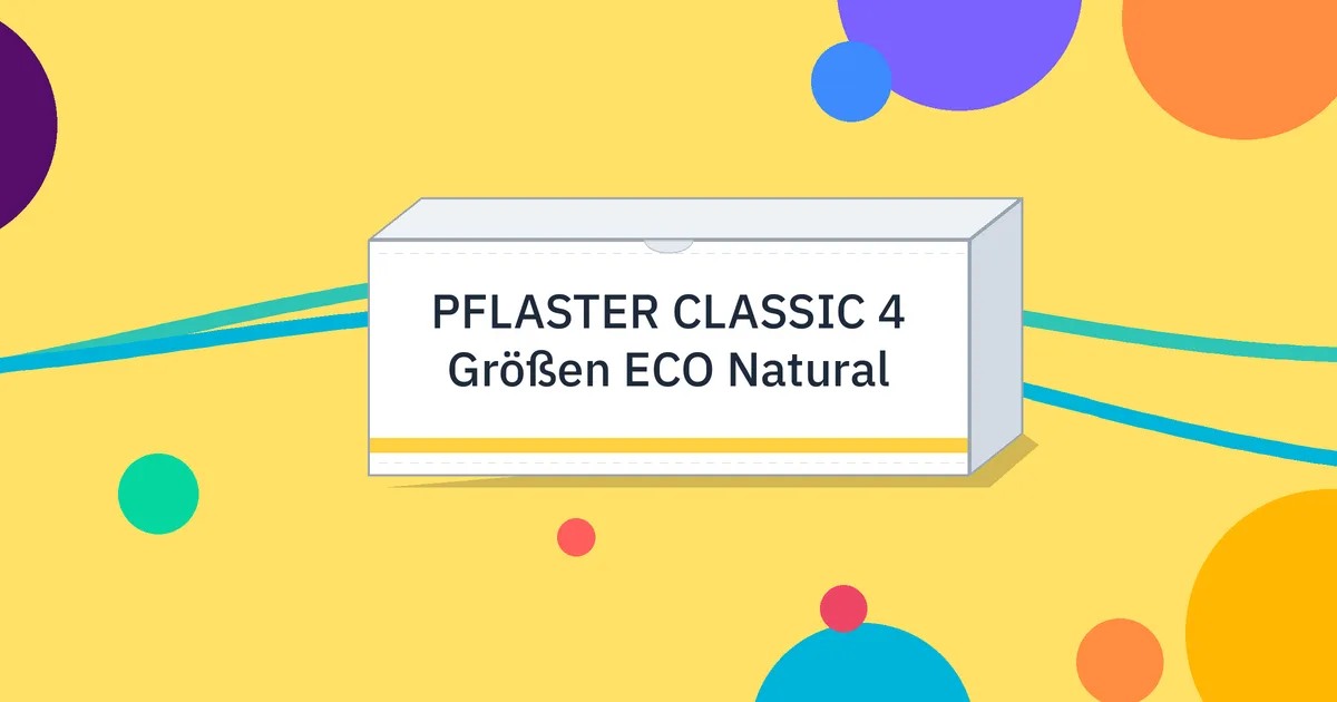 Symbolbild: Packung mit der Aufschrift PFLASTER CLASSIC 4 Größen ECO Natural (PZN 18663362) – Verfügbarkeit und Bezug in Apotheken in Frankfurt am Main