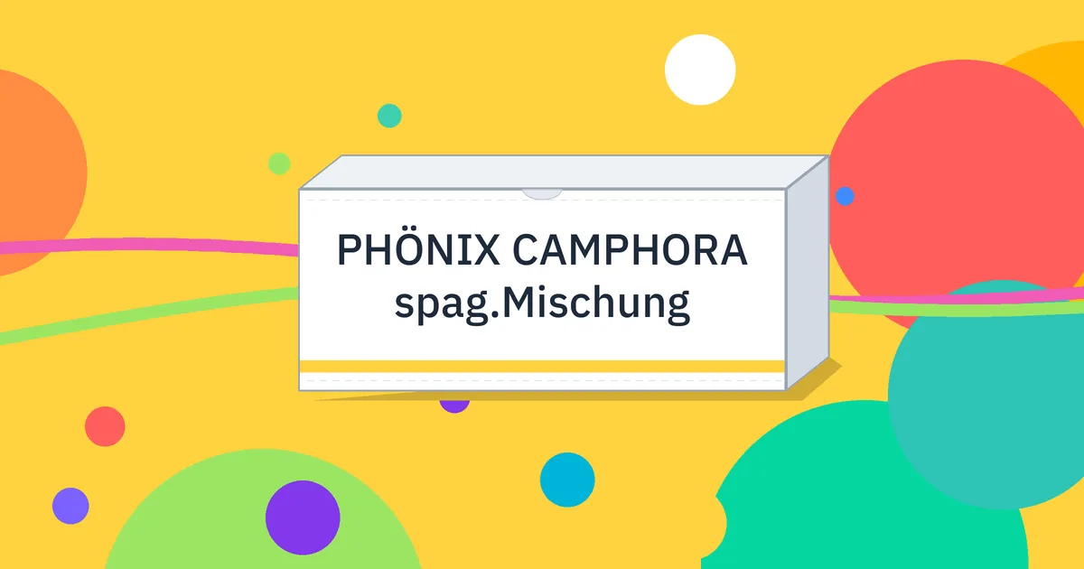Symbolbild: Packung mit der Aufschrift PHÖNIX CAMPHORA spag.Mischung (PZN 04223257) – Verfügbarkeit und Bezug in Apotheken in Frankfurt am Main