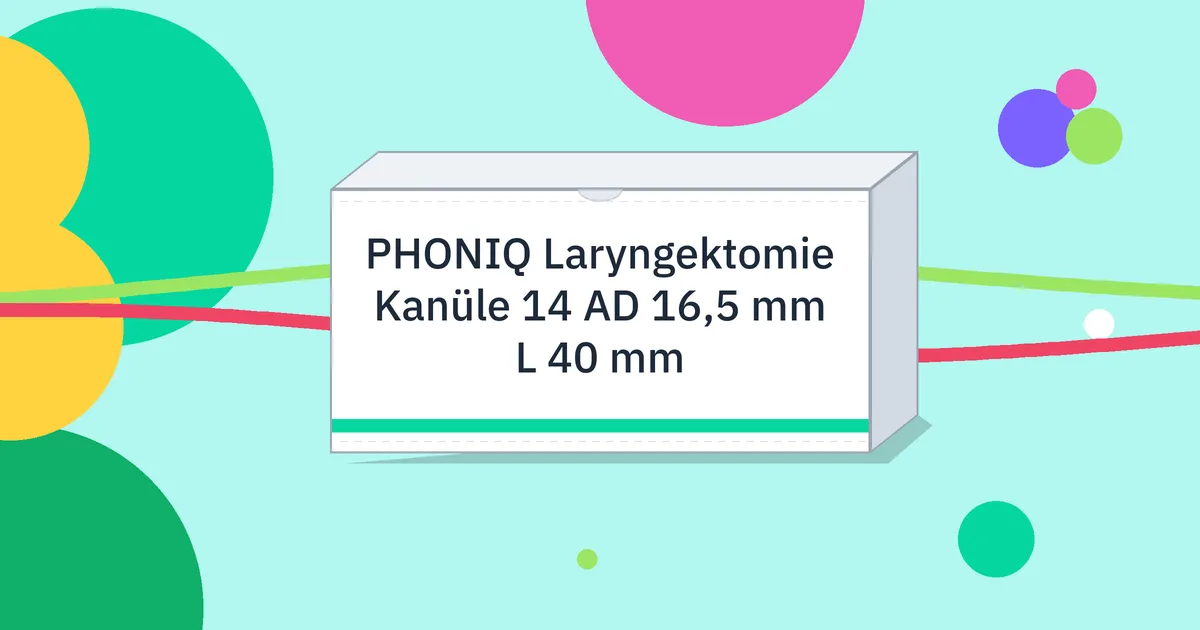 Symbolbild: Packung mit der Aufschrift PHONIQ Laryngektomie Kanüle 14 AD 16,5 mm L 40 mm (PZN 17381851) – Verfügbarkeit und Bezug in Apotheken in Frankfurt am Main