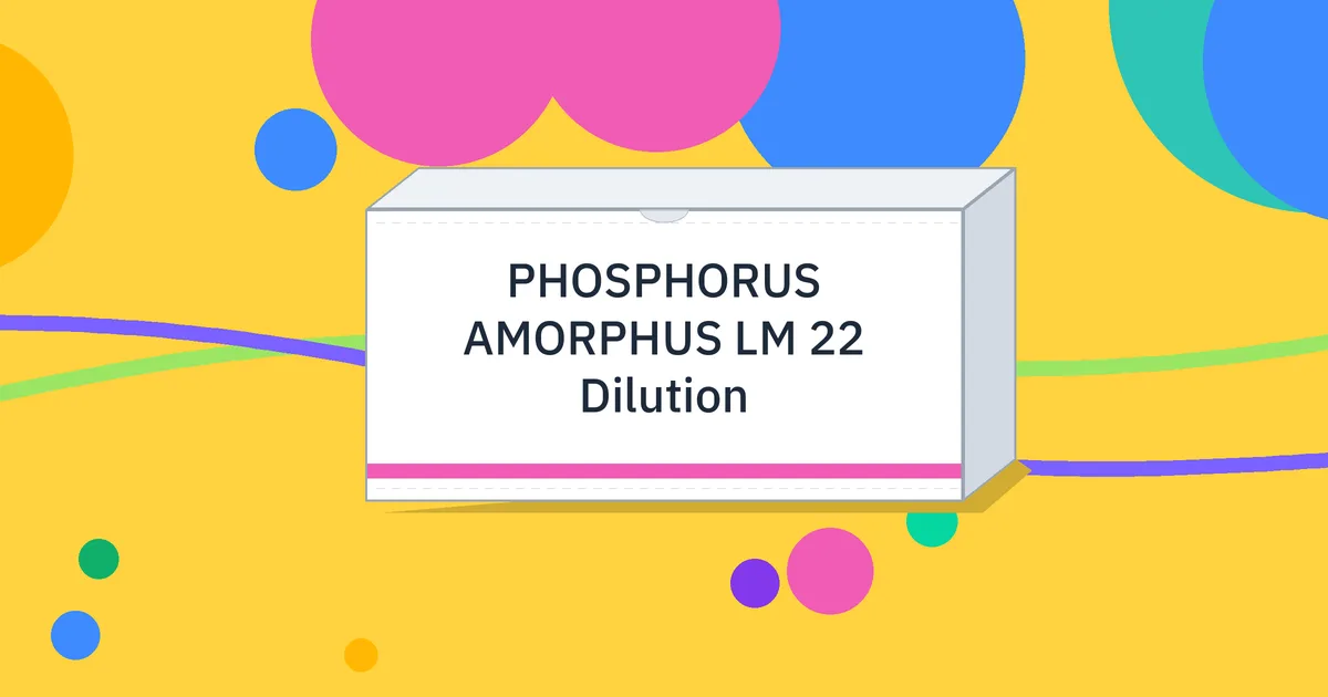 Symbolbild: Packung mit der Aufschrift PHOSPHORUS AMORPHUS LM 22 Dilution (PZN 13034549) – Verfügbarkeit und Bezug in Apotheken in Frankfurt am Main