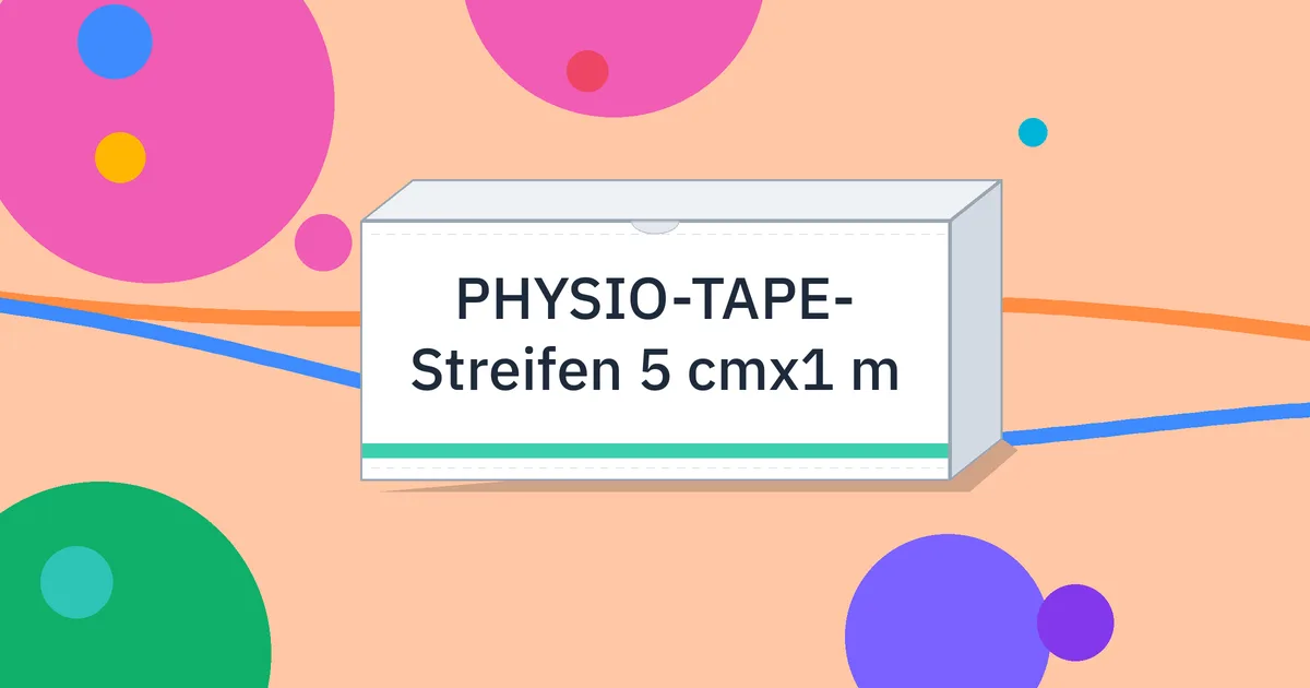 Symbolbild: Packung mit der Aufschrift PHYSIO-TAPE-Streifen 5 cmx1 m (PZN 15249745) – Verfügbarkeit und Bezug in Apotheken in Frankfurt am Main