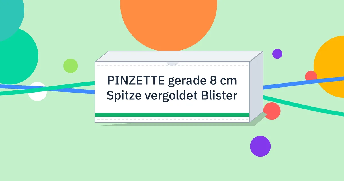 Symbolbild: Packung mit der Aufschrift PINZETTE gerade 8 cm Spitze vergoldet Blister (PZN 10350215) – Verfügbarkeit und Bezug in Apotheken in Frankfurt am Main