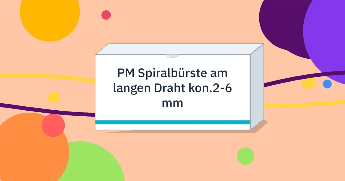 Symbolbild: Packung mit der Aufschrift PM Spiralbürste am langen Draht kon.2-6 mm (PZN 18602225) – Verfügbarkeit und Bezug in Apotheken in Frankfurt am Main