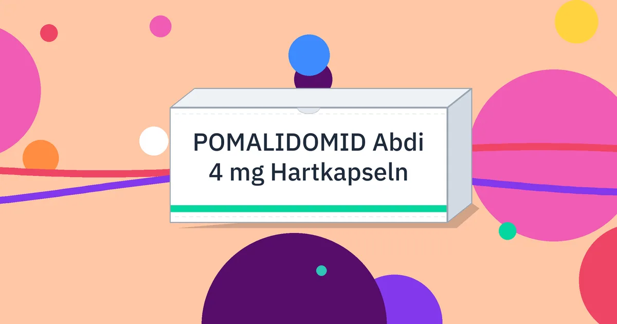 Symbolbild: Packung mit der Aufschrift POMALIDOMID Abdi 4 mg Hartkapseln (PZN 20186107) – Verfügbarkeit und Bezug in Apotheken in Frankfurt am Main