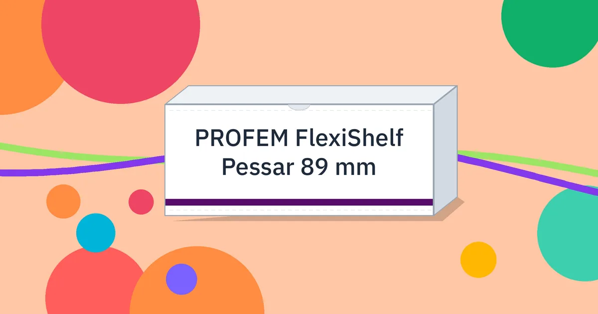 Symbolbild: Packung mit der Aufschrift PROFEM FlexiShelf Pessar 89 mm (PZN 19641434) – Verfügbarkeit und Bezug in Apotheken in Frankfurt am Main