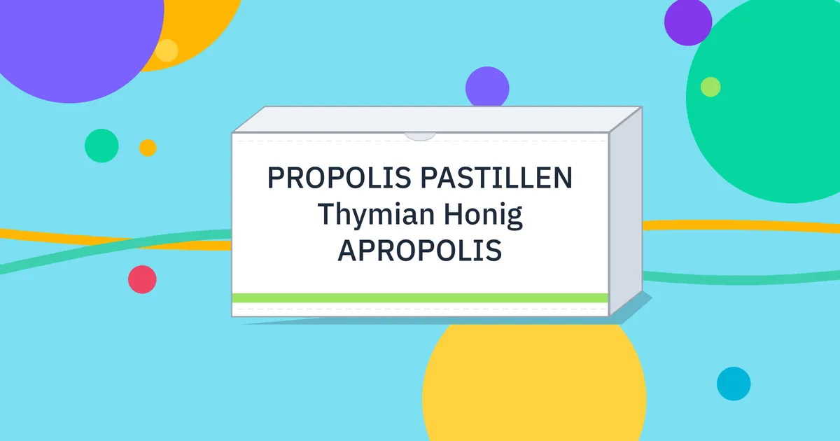 Symbolbild: Packung mit der Aufschrift PROPOLIS PASTILLEN Thymian Honig APROPOLIS (PZN 12362079) – Verfügbarkeit und Bezug in Apotheken in Frankfurt am Main