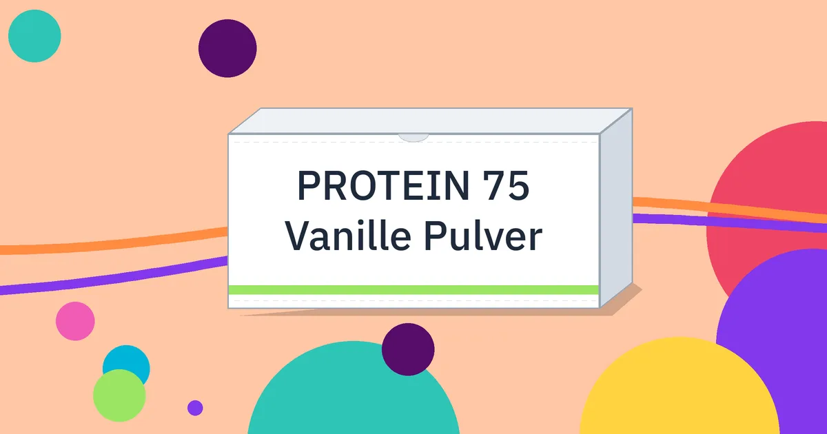 Symbolbild: Packung mit der Aufschrift PROTEIN 75 Vanille Pulver (PZN 01498723) – Verfügbarkeit und Bezug in Apotheken in Frankfurt am Main