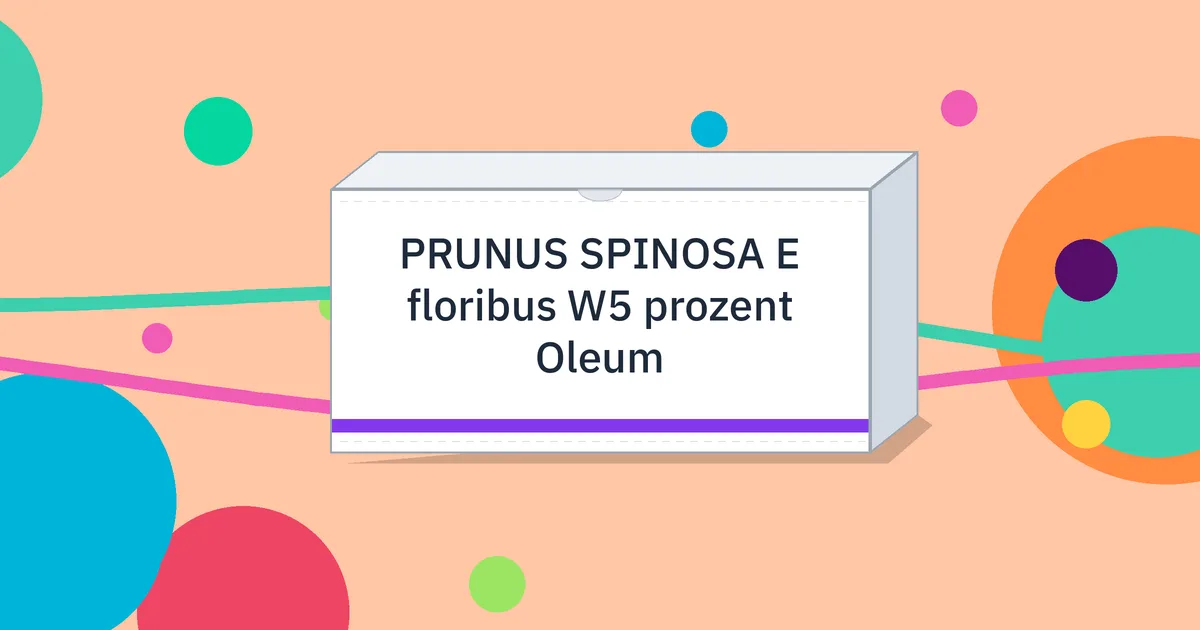 Symbolbild: Packung mit der Aufschrift PRUNUS SPINOSA E floribus W5 prozent Oleum (PZN 02088708) – Verfügbarkeit und Bezug in Apotheken in Frankfurt am Main