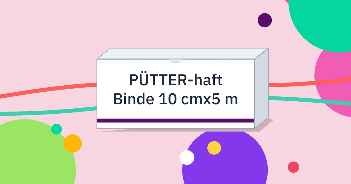 Symbolbild: Packung mit der Aufschrift PÜTTER-haft Binde 10 cmx5 m (PZN 15403979) – Verfügbarkeit und Bezug in Apotheken in Frankfurt am Main