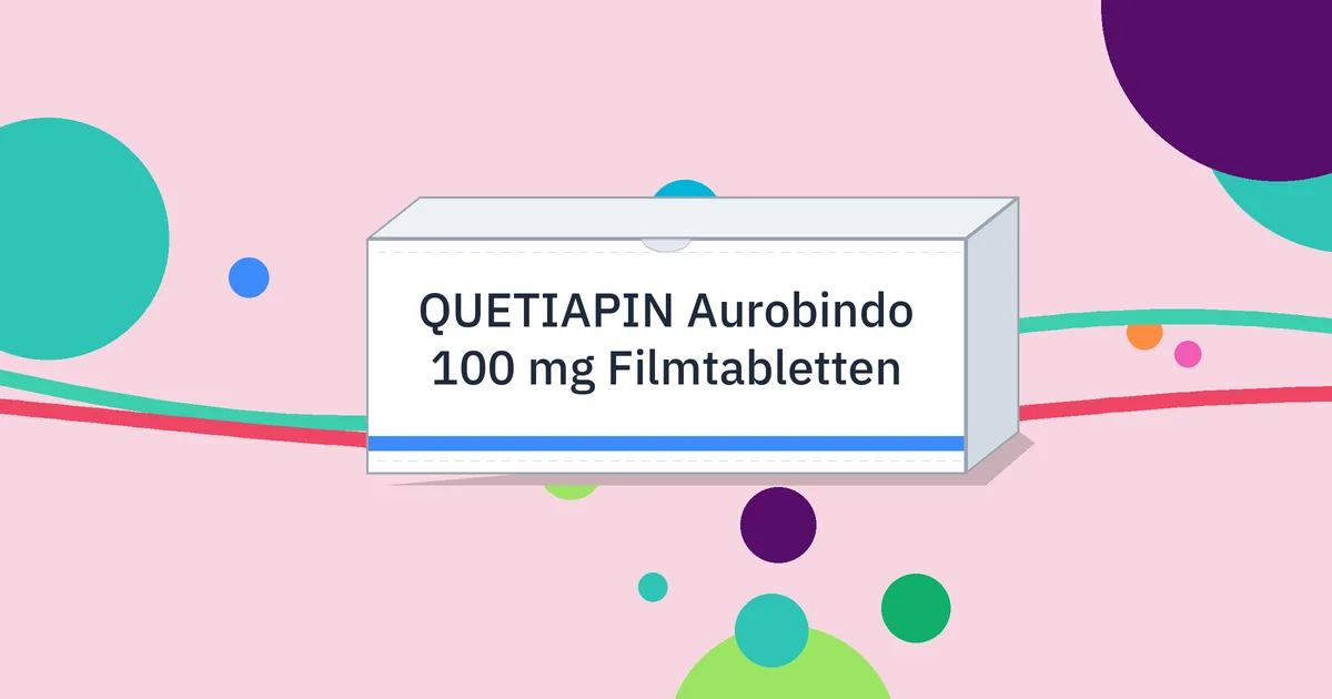 Symbolbild: Packung mit der Aufschrift QUETIAPIN Aurobindo 100 mg Filmtabletten (PZN 01340407) – Verfügbarkeit und Bezug in Apotheken in Frankfurt am Main