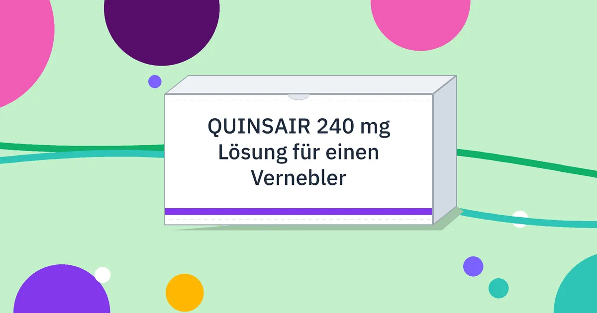 Symbolbild: Packung mit der Aufschrift QUINSAIR 240 mg Lösung für einen Vernebler (PZN 17375885) – Verfügbarkeit und Bezug in Apotheken in Frankfurt am Main