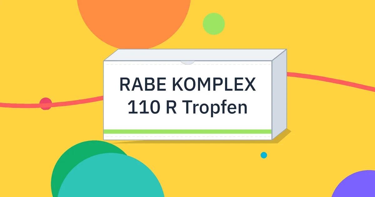 Symbolbild: Packung mit der Aufschrift RABE KOMPLEX 110 R Tropfen (PZN 01609743) – Verfügbarkeit und Bezug in Apotheken in Frankfurt am Main