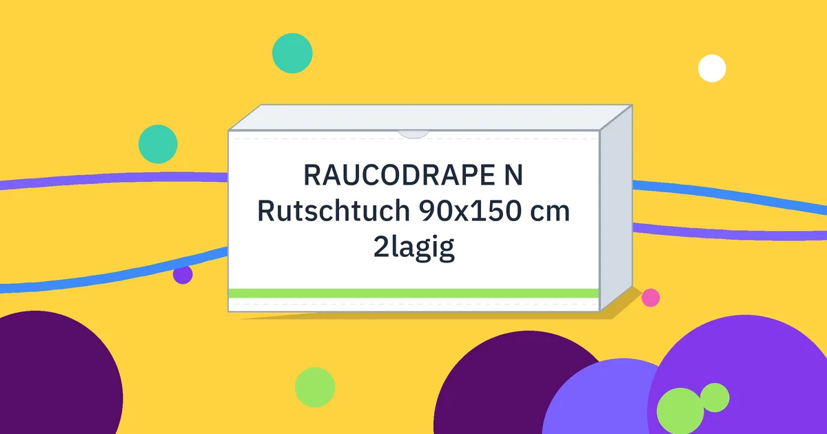 Symbolbild: Packung mit der Aufschrift RAUCODRAPE N Rutschtuch 90x150 cm 2lagig (PZN 06162347) – Verfügbarkeit und Bezug in Apotheken in Frankfurt am Main